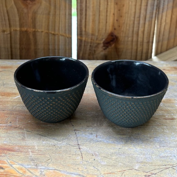Kitchen | Set Of 2 Cast Iron Japanese Style Tea Cups Dark Green Gold ...